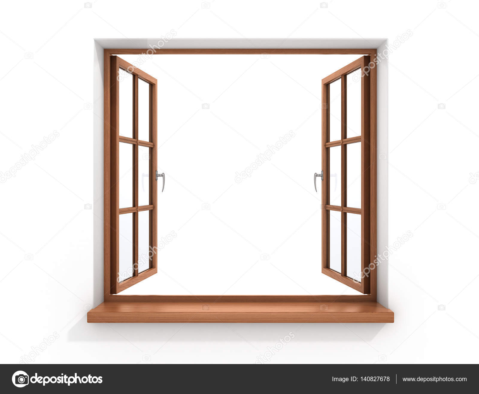 Open wooden window isolated on white background. Stock Photo by ...
