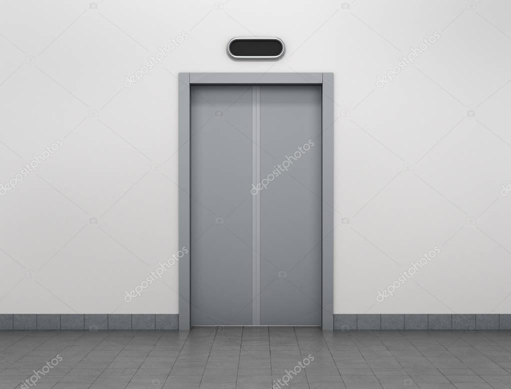 Modernas puertas de ascensor o ascensor de metal cerrado en el edificio ...