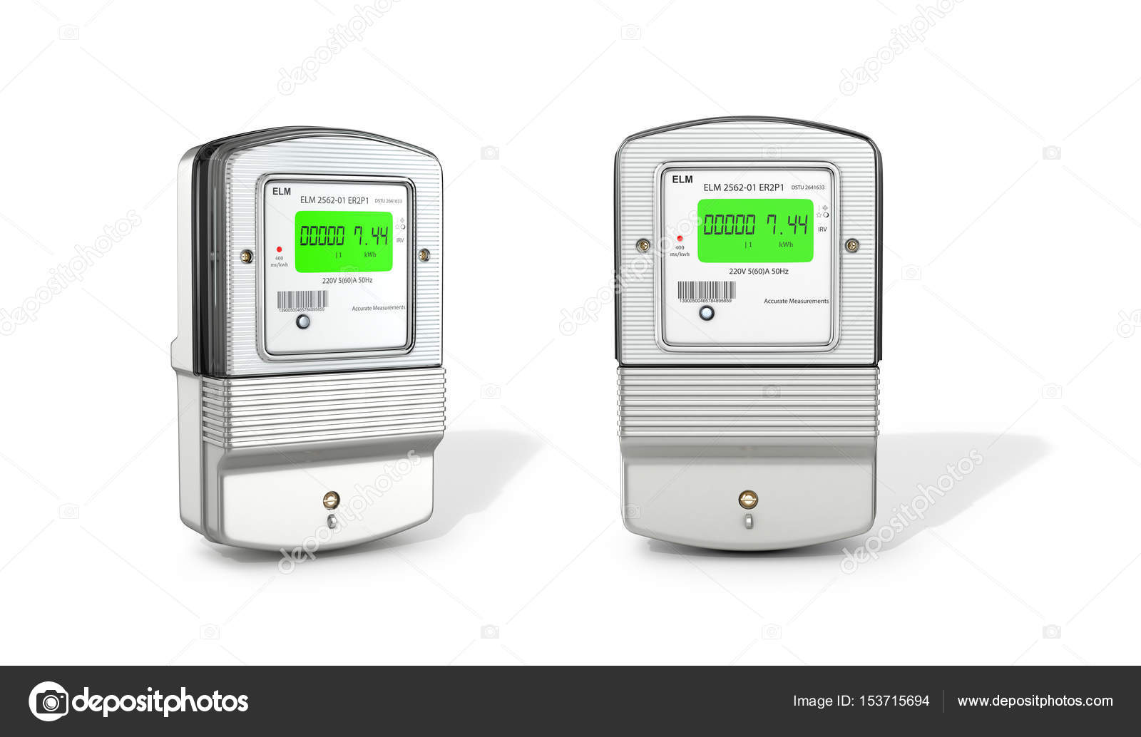 Gray electric counters on a white background. 3D illustration Stock ...