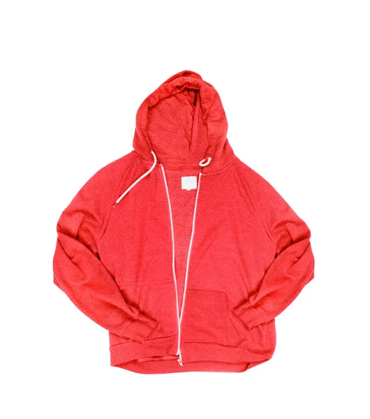 Blank red hoodie front and back isolated on a white background Stock ...