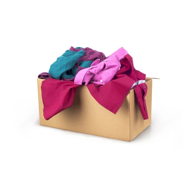 Box with clothes on white background. Stock Photo by ©urfingus 166166122