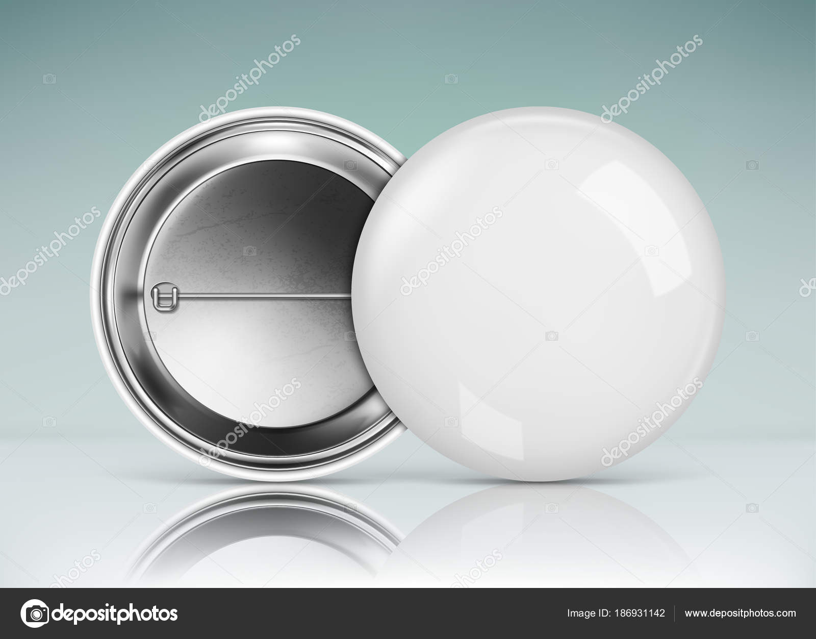 White blank badging round button badge isolated vector template Stock ...