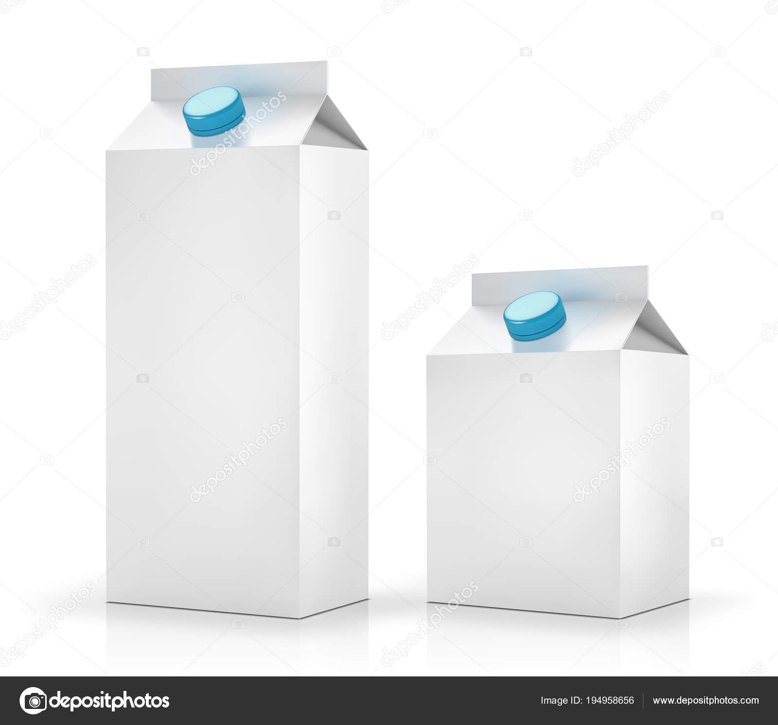 Image vectorielle Boîtes en carton de lait blanc sur fond blanc par ...