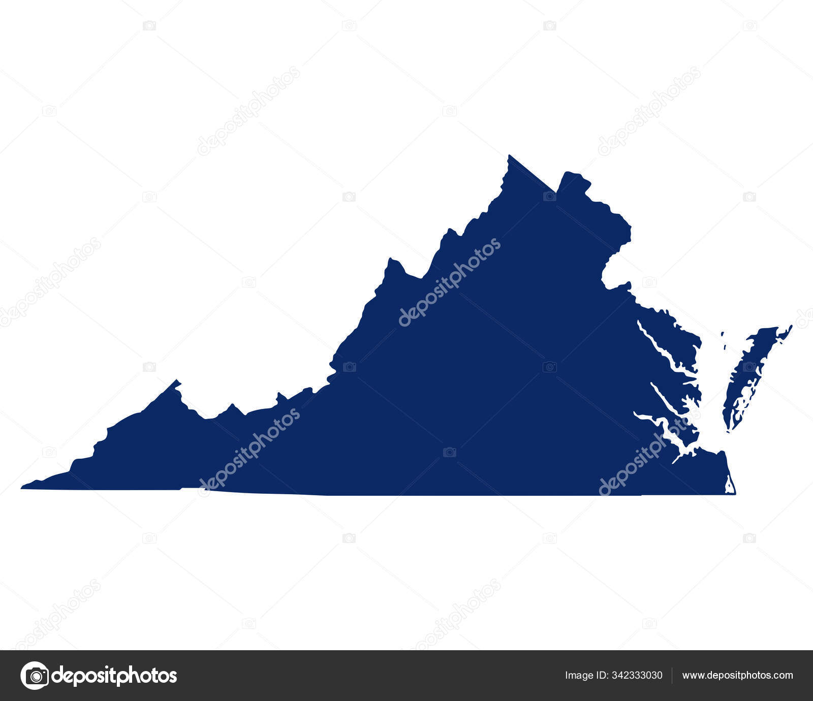 Image vectorielle Carte de Virginie en bleu par ©lantapix - 342333030