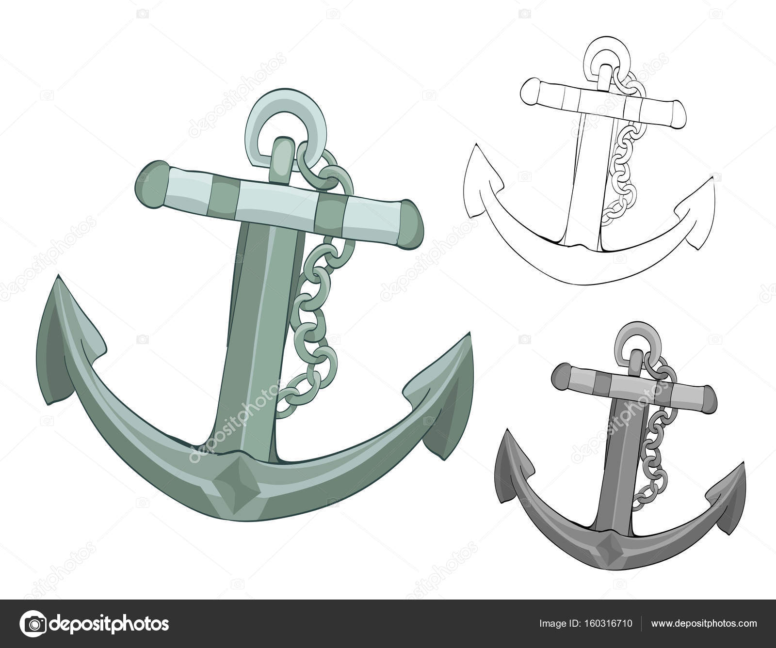 Ancla Con Cadena Ilustración Vectorial Dibujos Animados Versiones ...