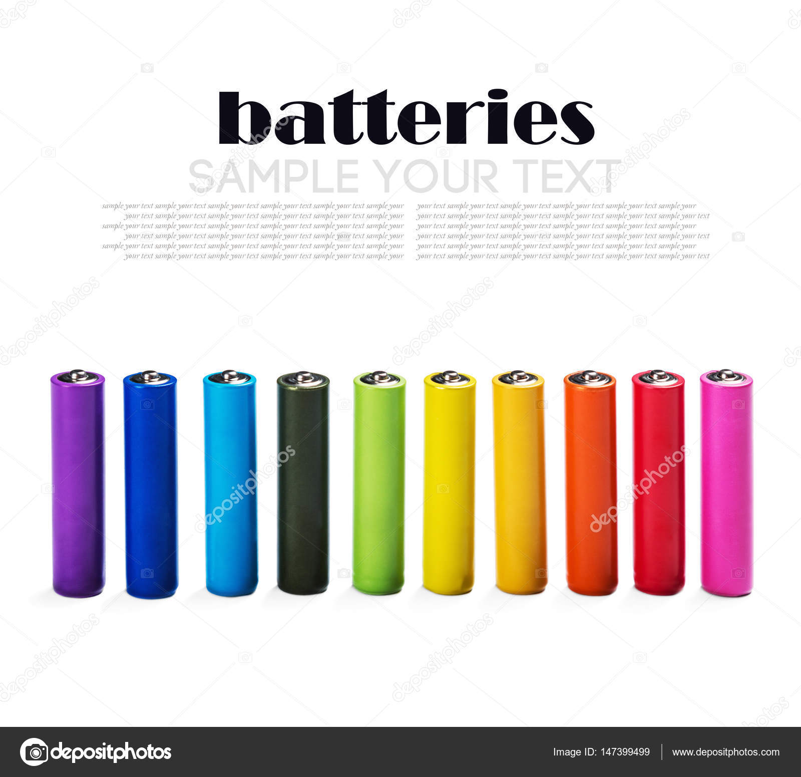 Different color alkaline batteries isolated on white background Stock ...