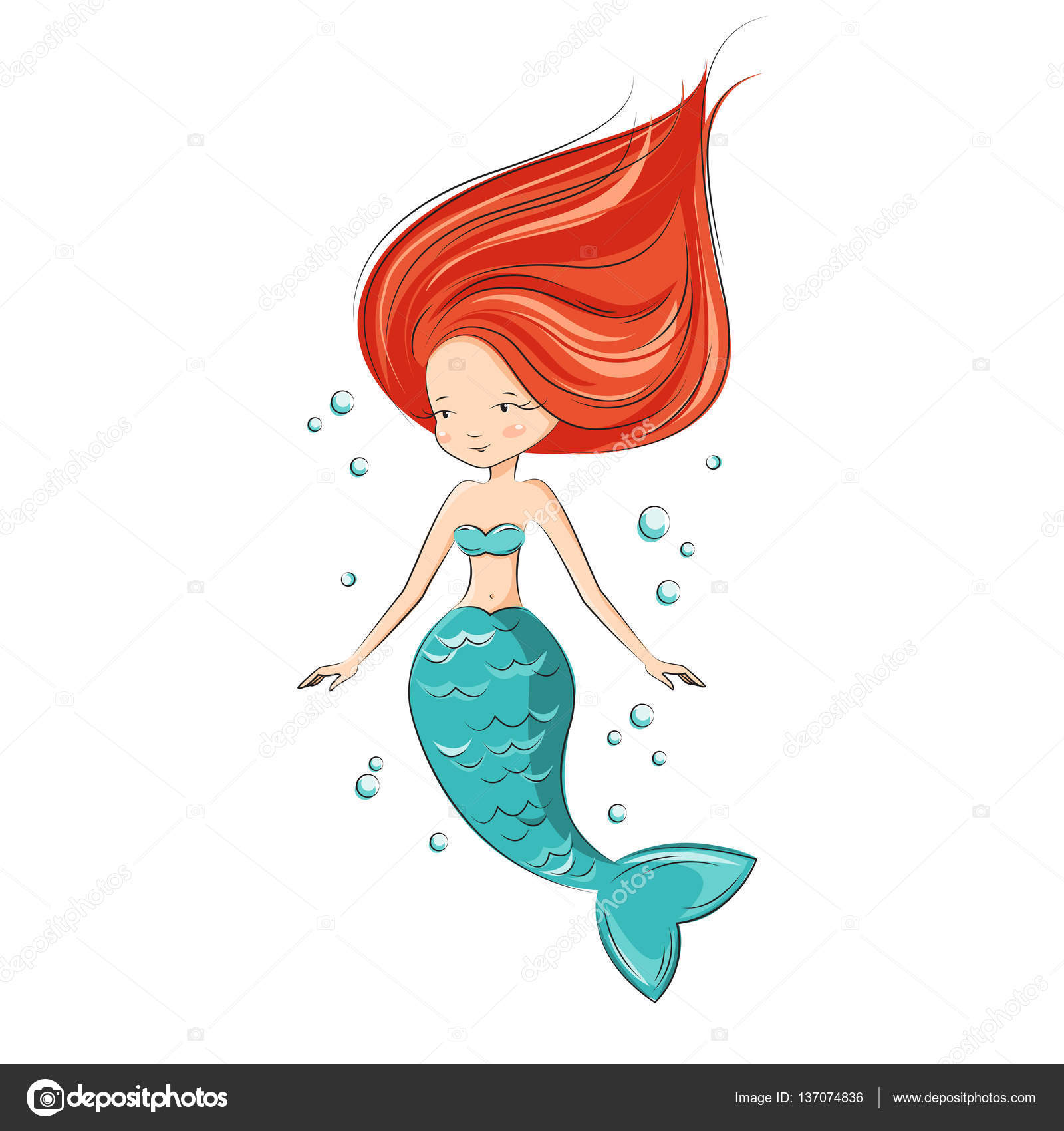 Cute little mermaid. Stock Vector Image by ©sivanova #137074836