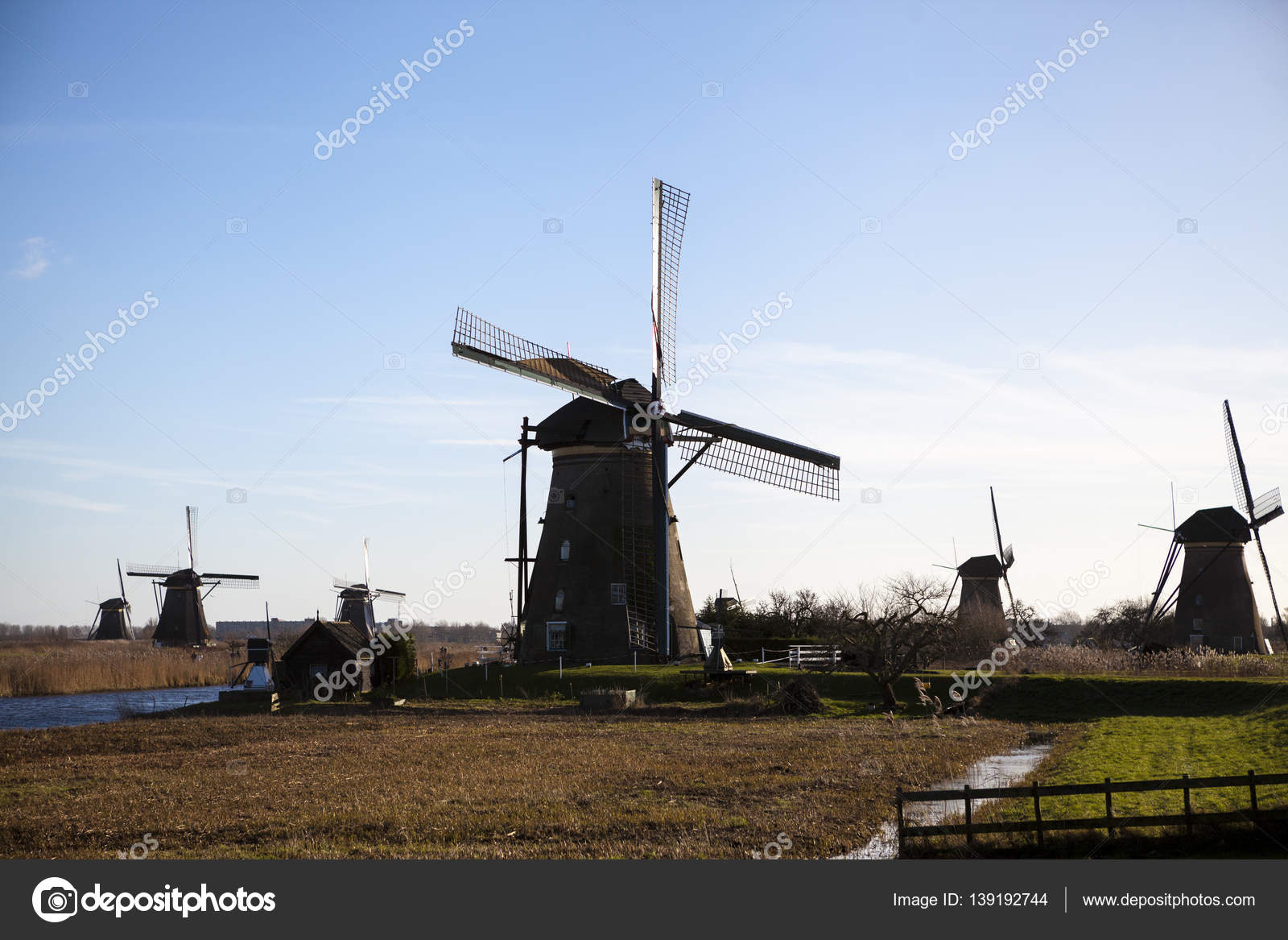 The old Dutch windmills, Holland, rural expanses . Windmills, the ...