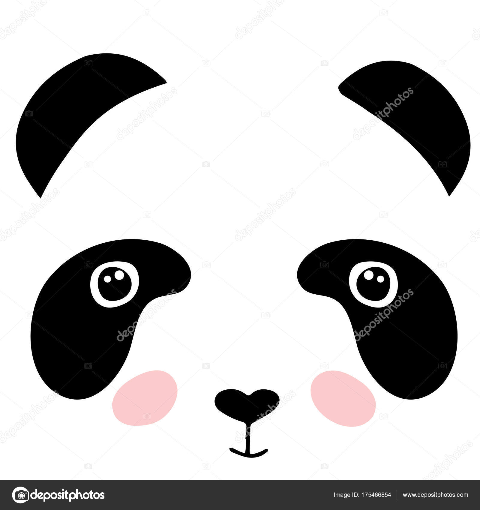 Linda cara de panda aislada sobre fondo blanco. Estilo plano Vector de ...