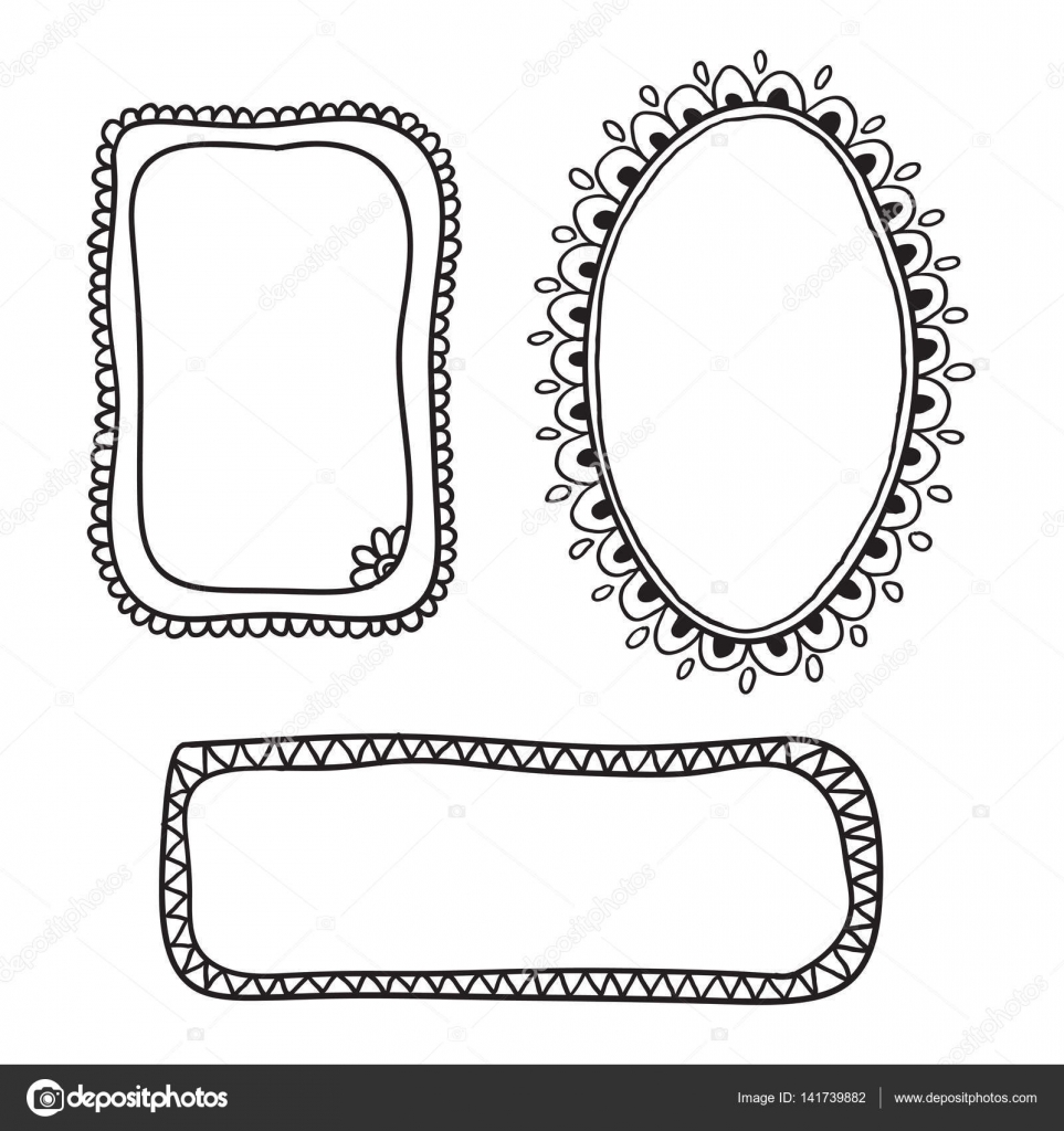 Black and white doodle frames Stock Vector by ©de-kay 141739882