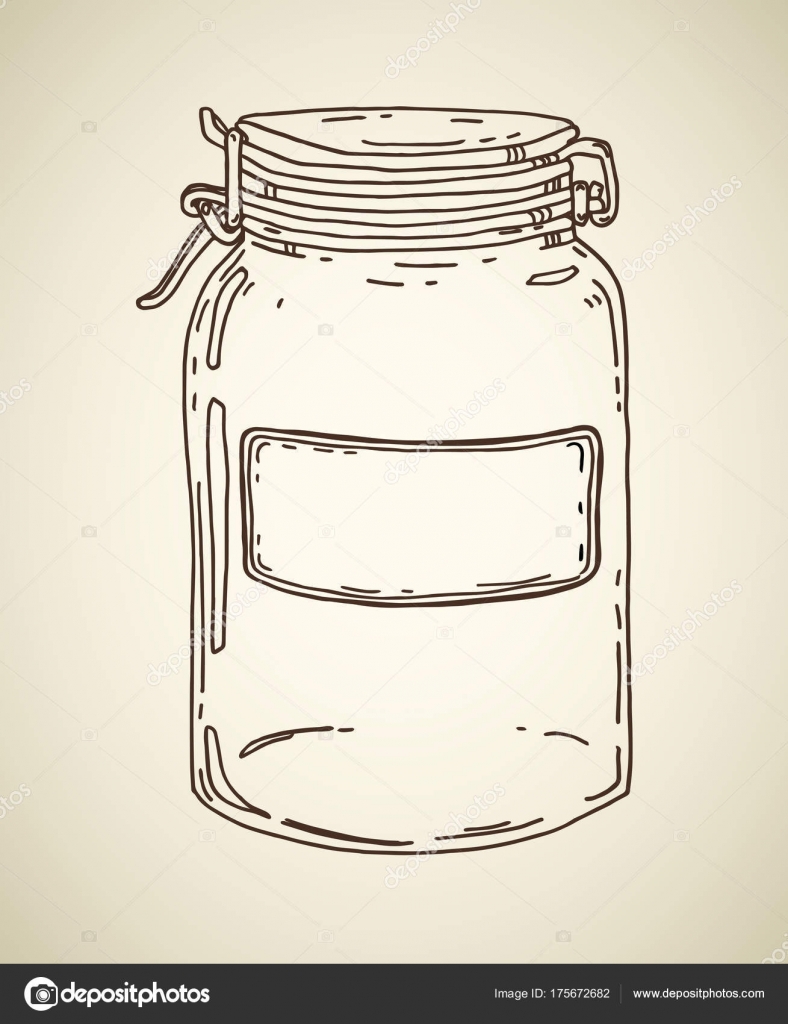 Mason Jar Drawing Brown