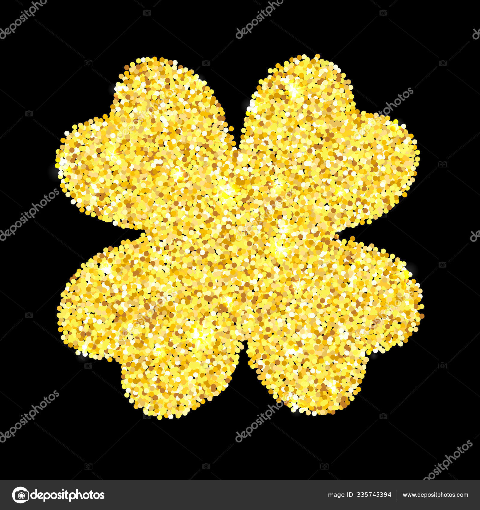 Golden glitter clover leaf design element Stock Vector by ©de-kay 335745394