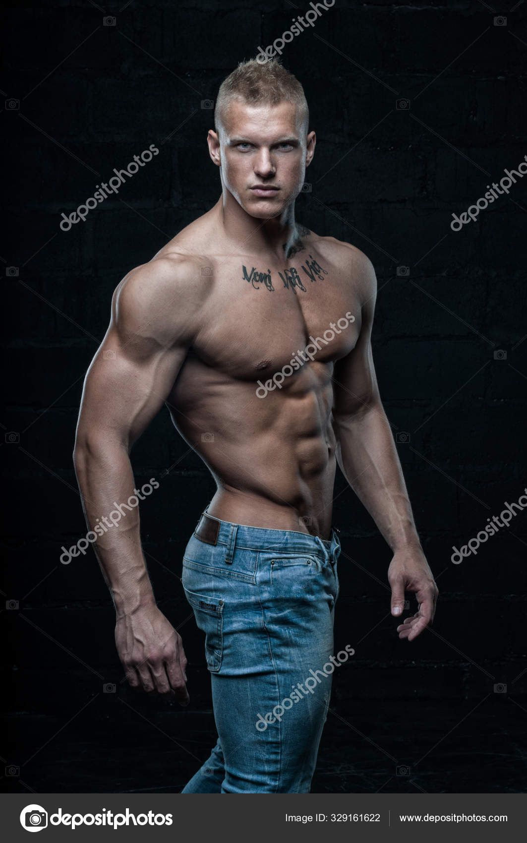 Muscled model with ink — Stock Photo © vishstudio #329161622