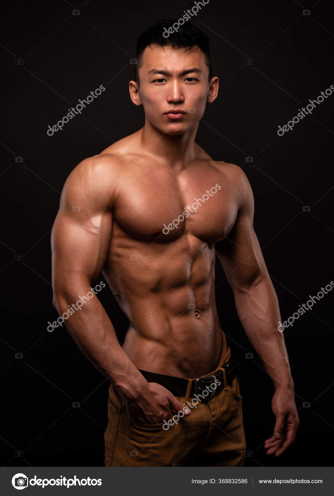 Fit Male Model Oriental Tattoo — Stock Photo © vishstudio #368832586