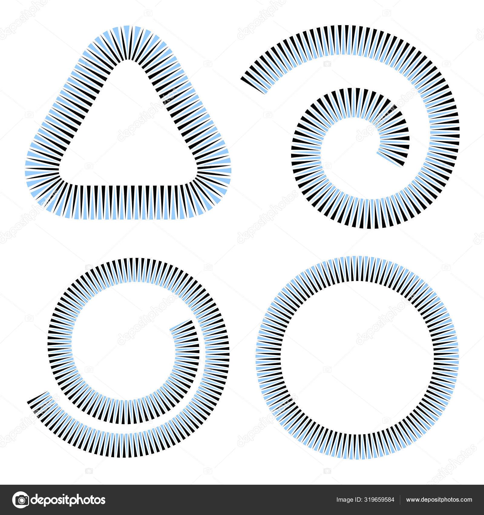 Design elements set. Spiral, circle and triangle shapes. Stock Vector ...