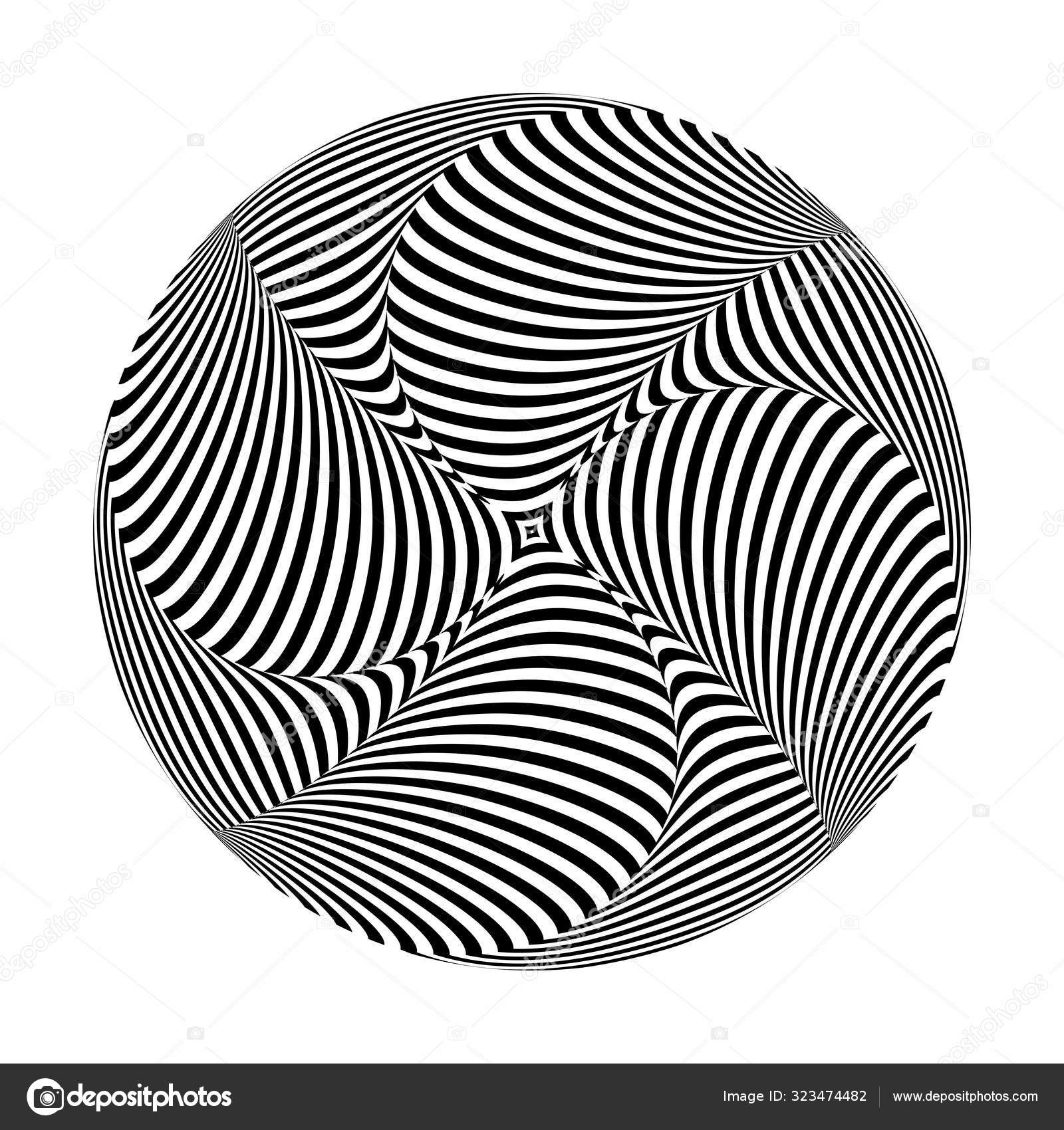 Rotation circle design element. 3D illusion. Lines pattern. Stock ...