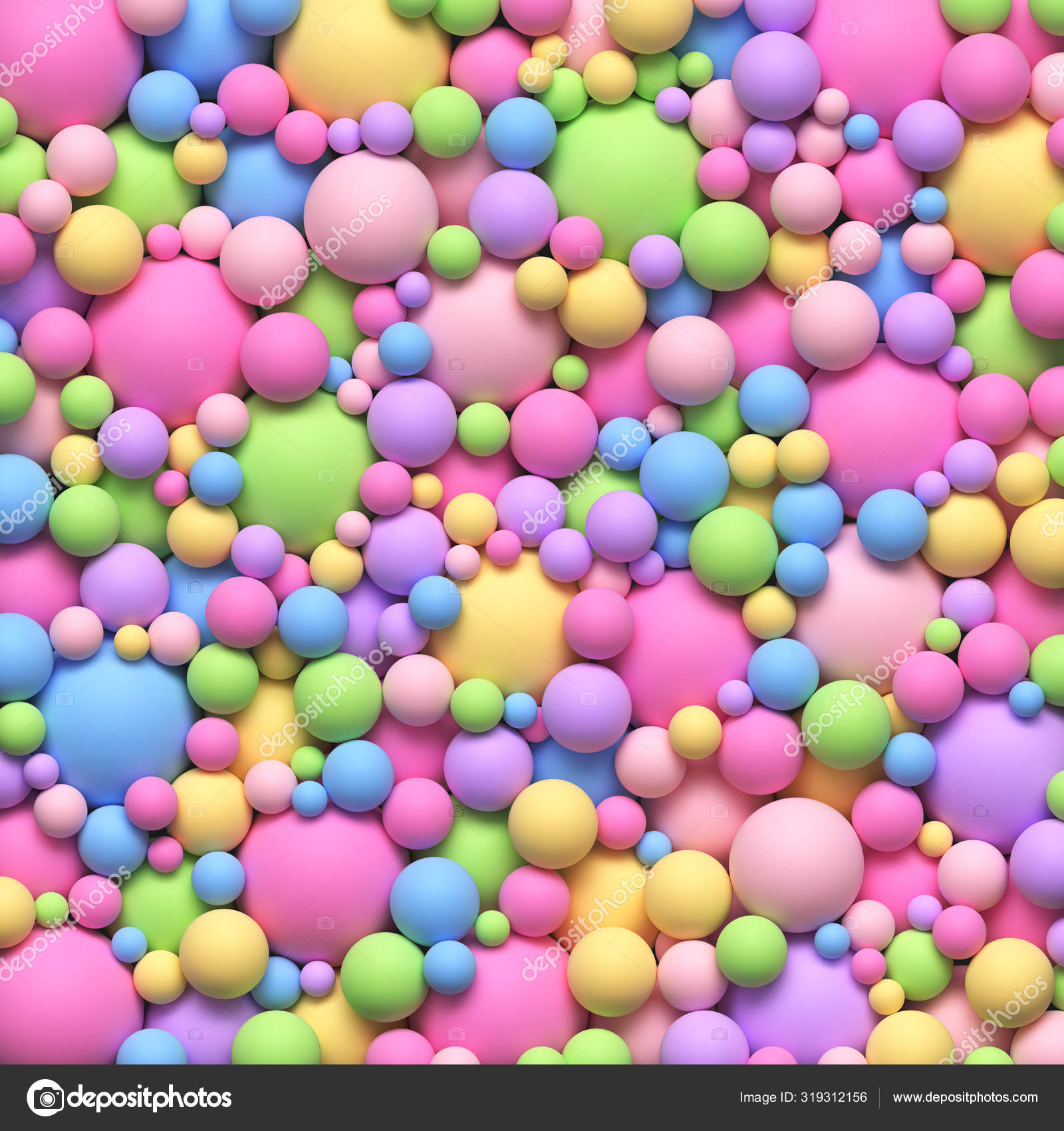 Colorful balls of different sizes. Pile of soft bright balls background ...