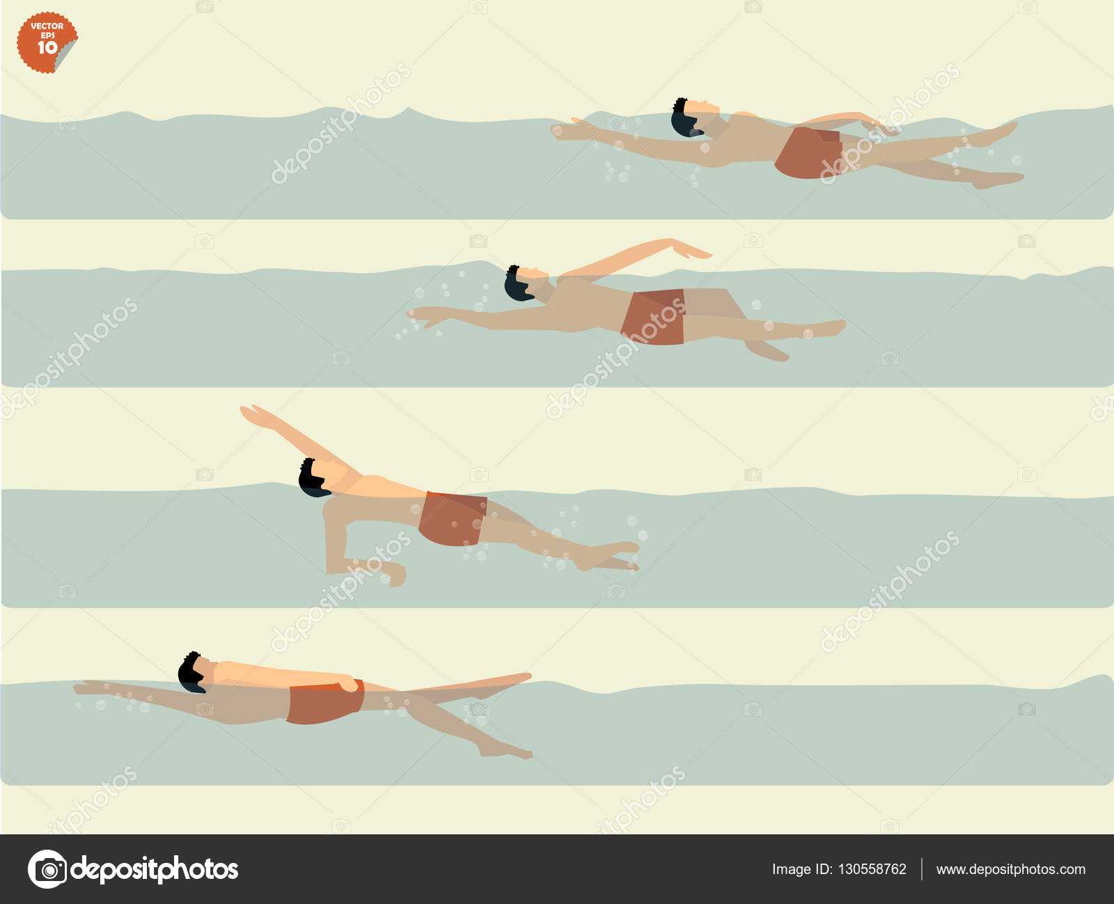Beautiful illustration vector of step to perform backstroke swimming ...