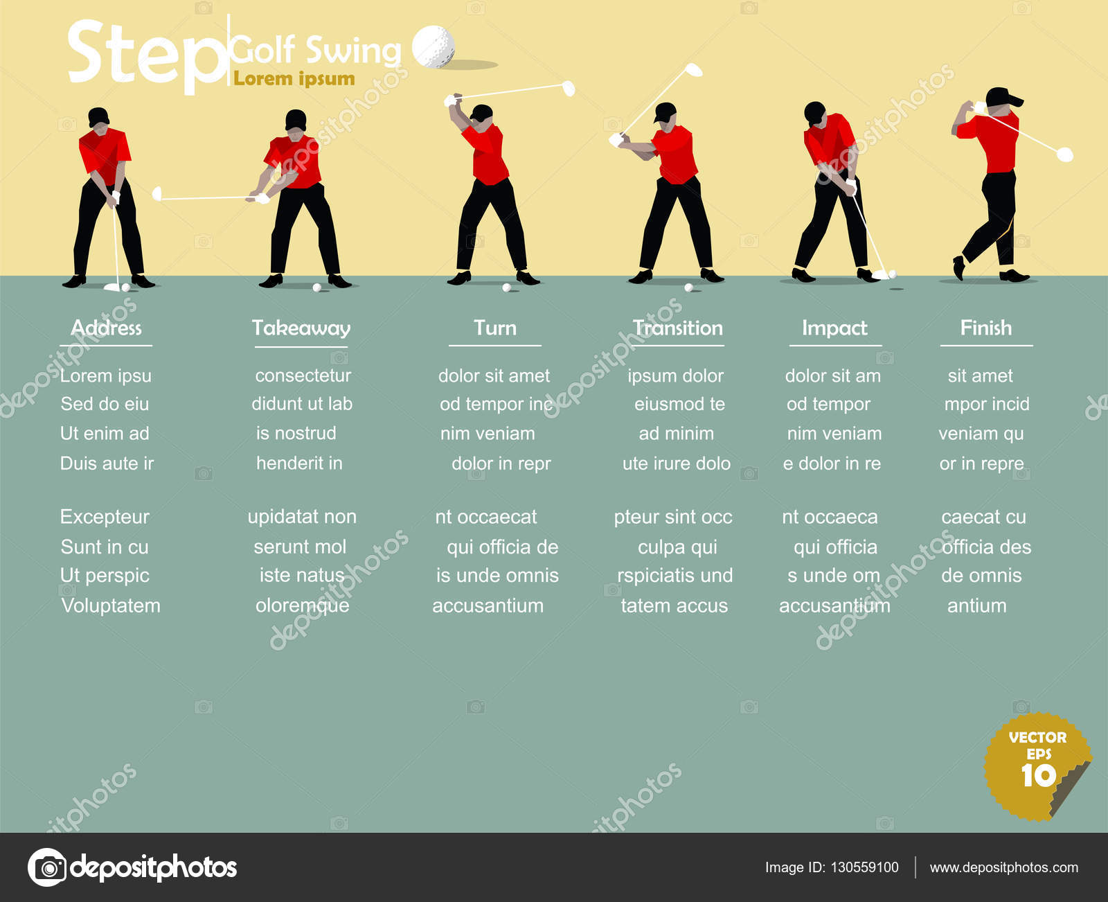 Beautiful design of the step of performing golf swing,golf swing design ...