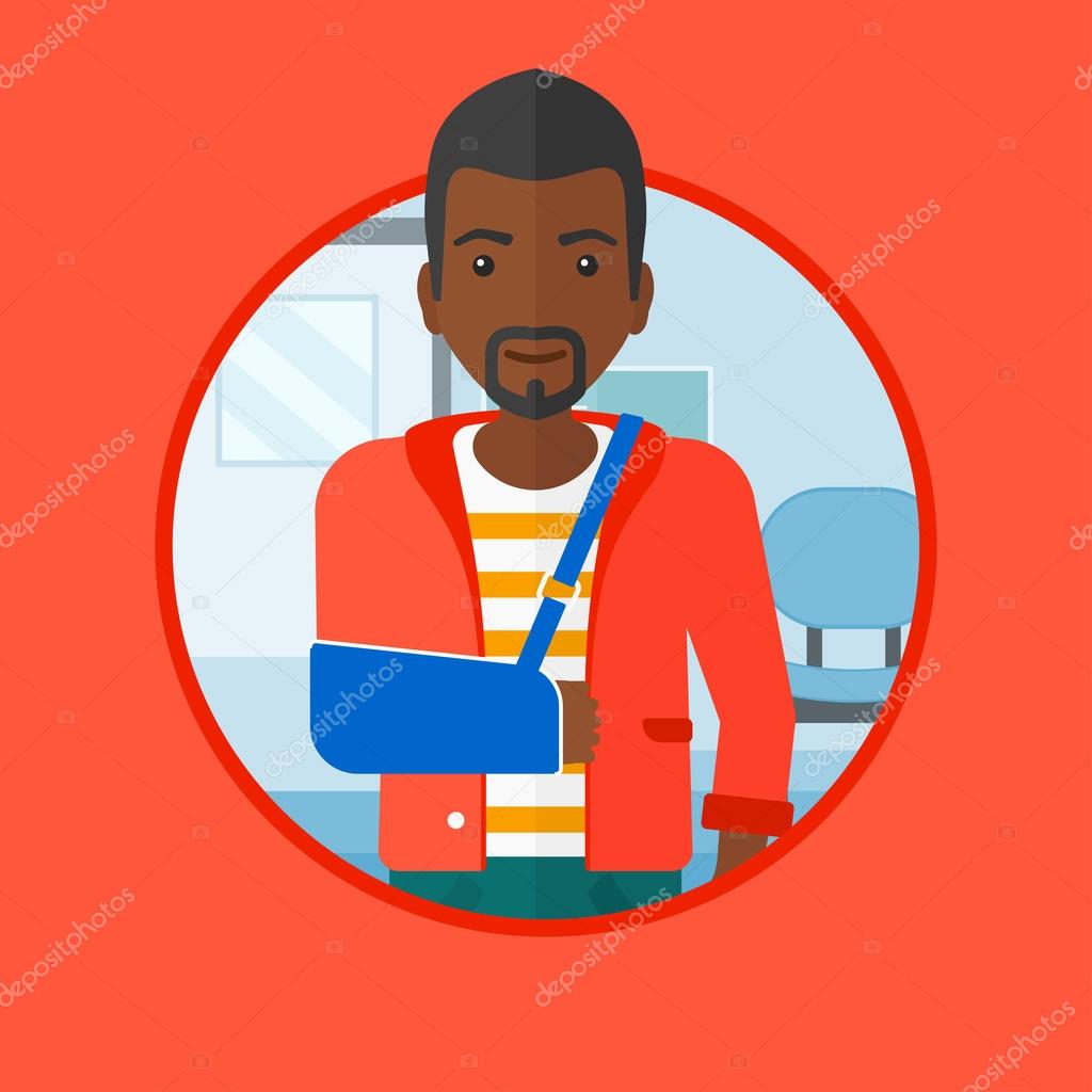 Hombre lesionado con ilustración de vector de brazo roto . Vector de ...