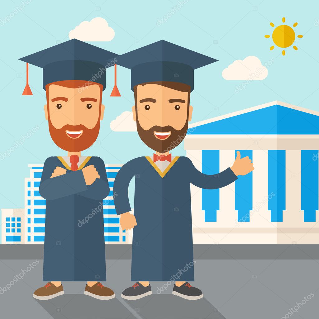 Two men wearing graduation cap. Stock Photo by ©VisualGeneration 125121292