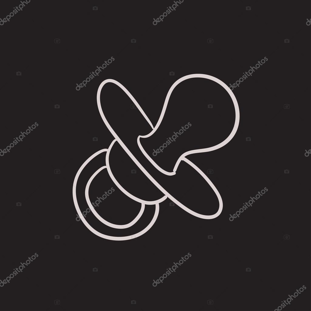 Baby With Pacifier Outline