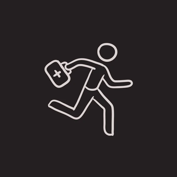 Paramedic running with first aid kit sketch icon Stock Vector Image by ...