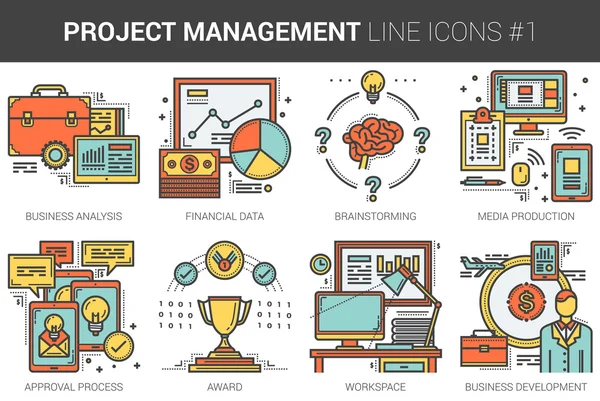 Project management line icon set. Stock Vector Image by ...