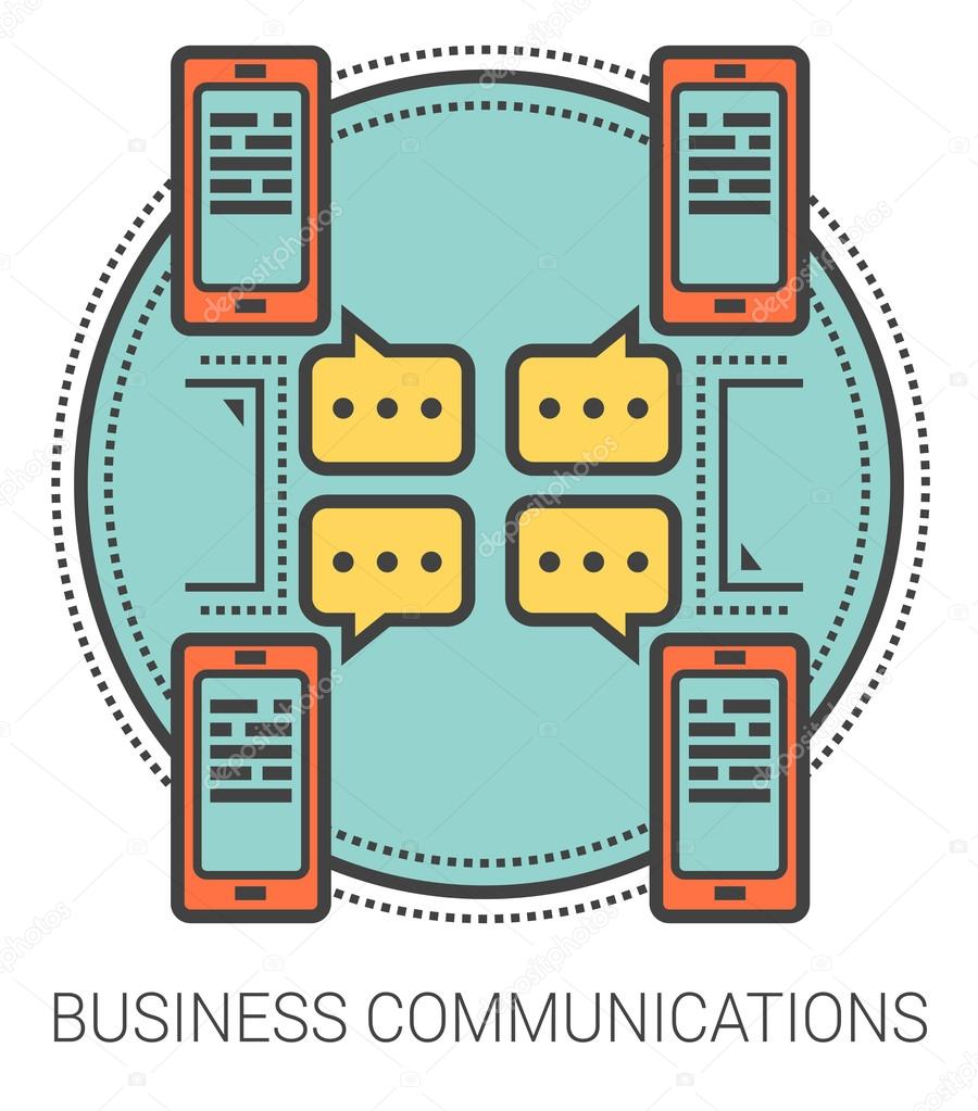 Business communications line infographic. Stock Vector Image by ...