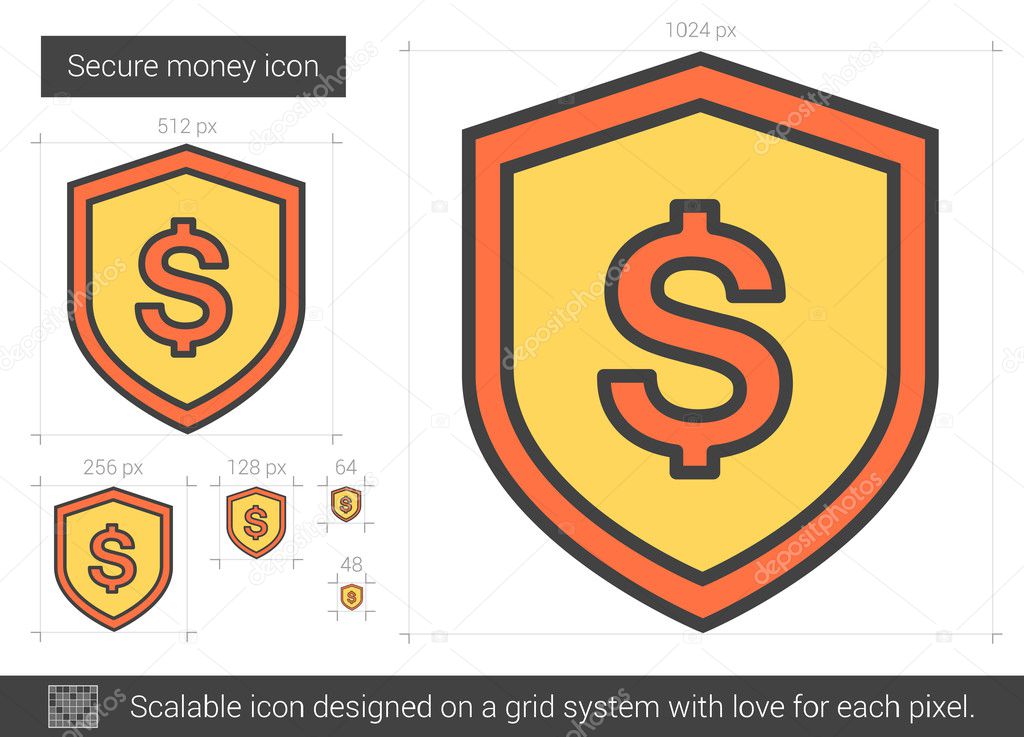 Secure money line icon. Stock Vector by ©VisualGeneration 128262126