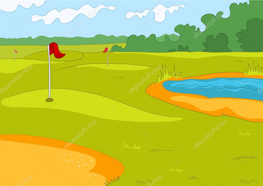 Kreslený zázemí golfového hřiště. Stock Ilustrace od ©VisualGeneration ...