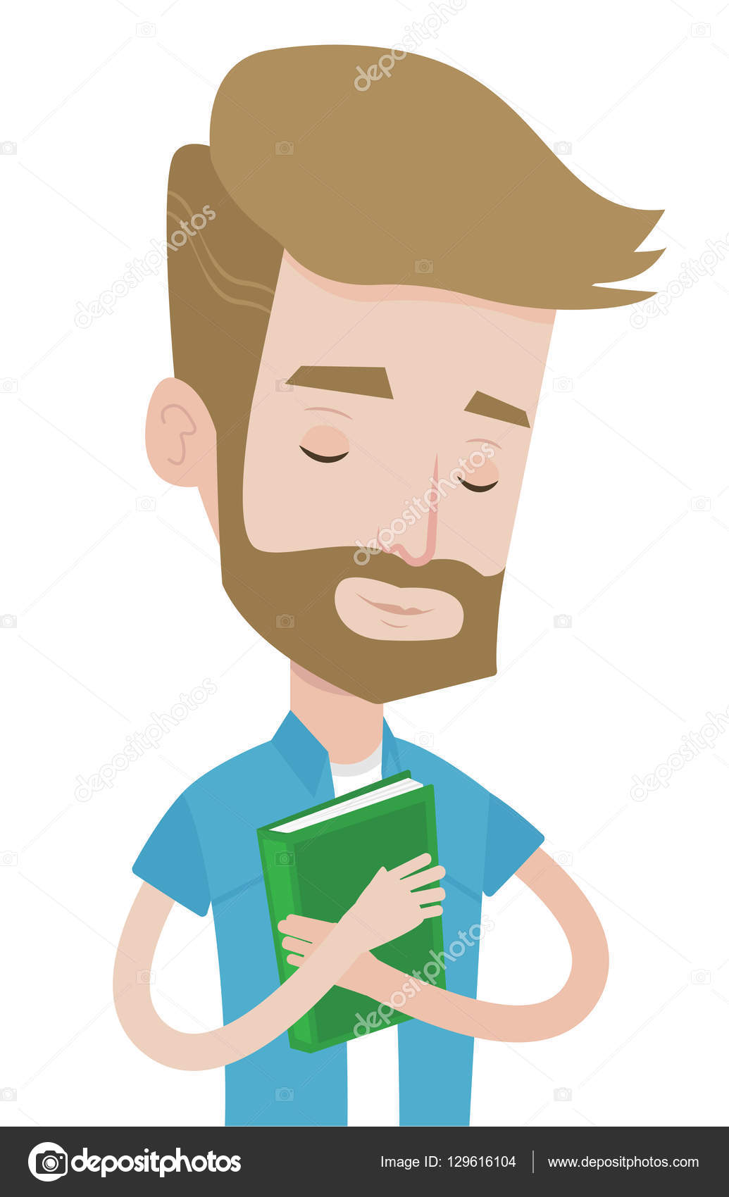 Student hugging his book vector illustration. Stock Vector Image by ...