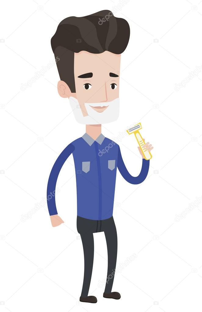 Man shaving his face vector illustration. Stock Vector Image by ...