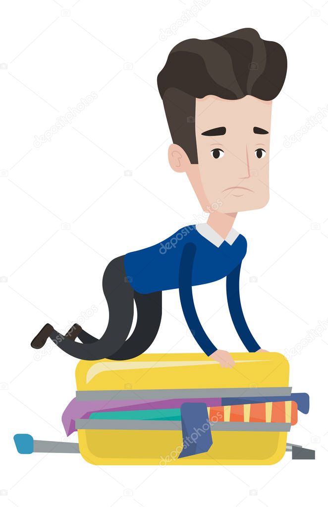 Man Packing Suitcase Cartoon