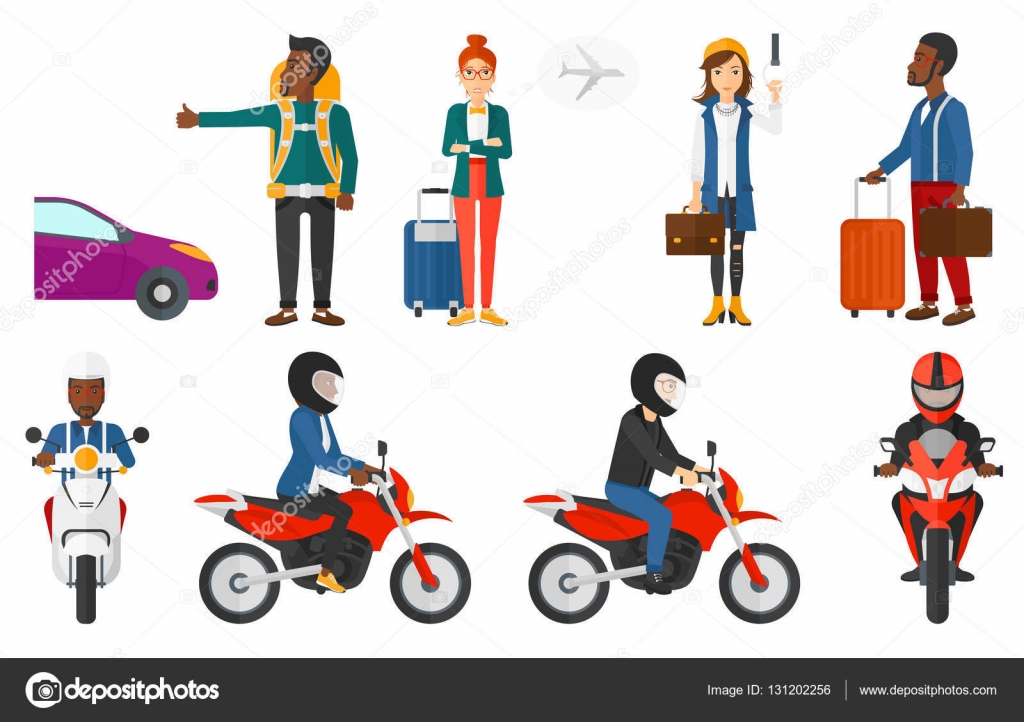 Transportation vector set with people traveling. Stock Vector Image by ...
