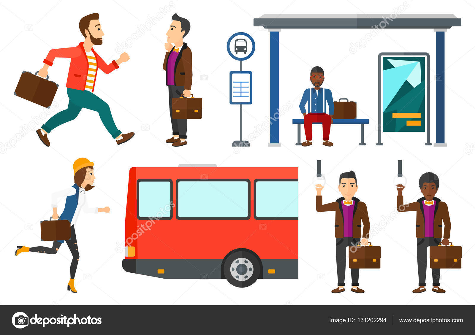 Transportation vector set with people traveling. Stock Illustration by ...