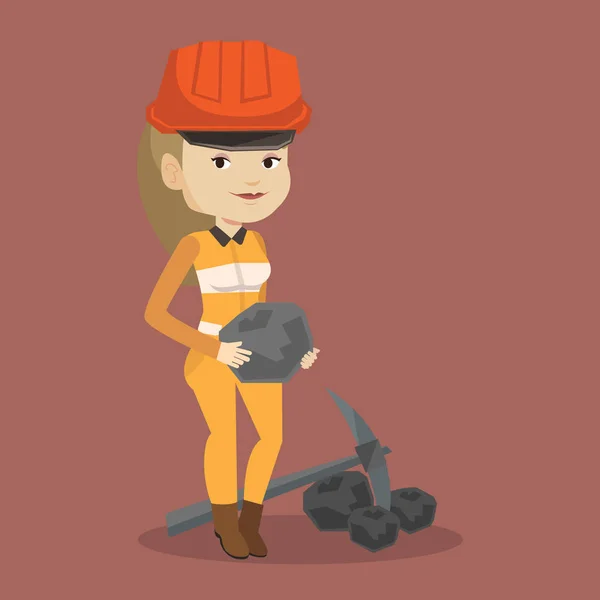 Miner holding coal in hands vector illustration. Stock Vector Image by ...
