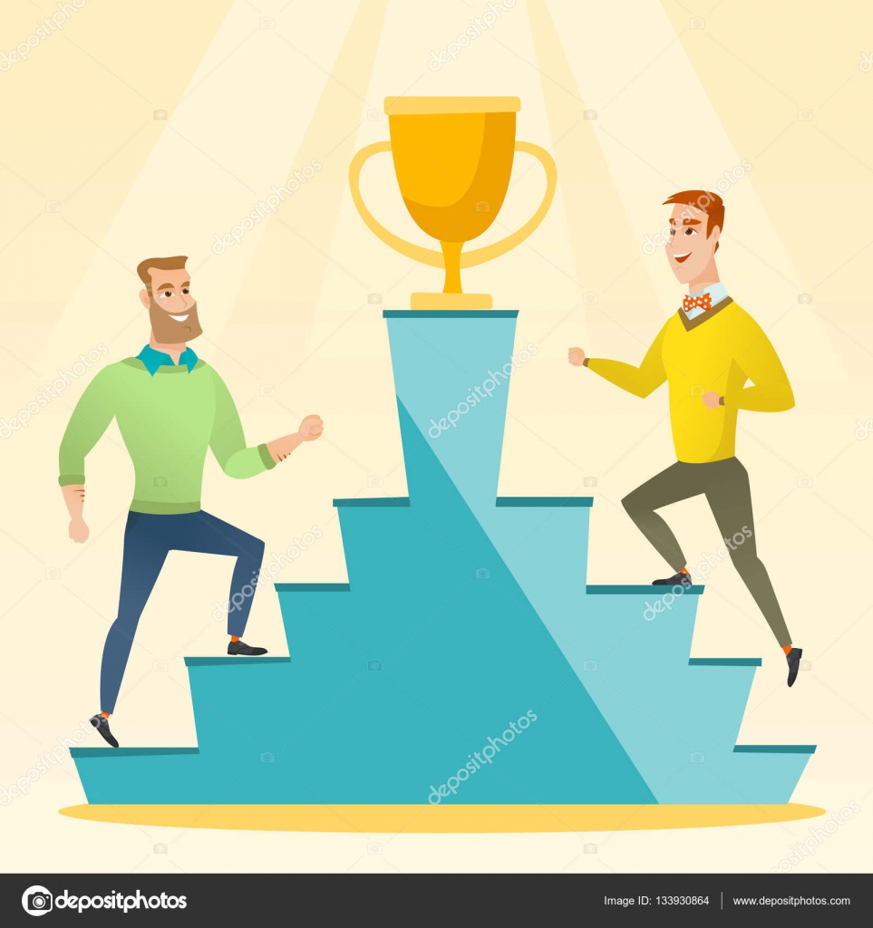 Two men competing for the business award. Stock Illustration by ...