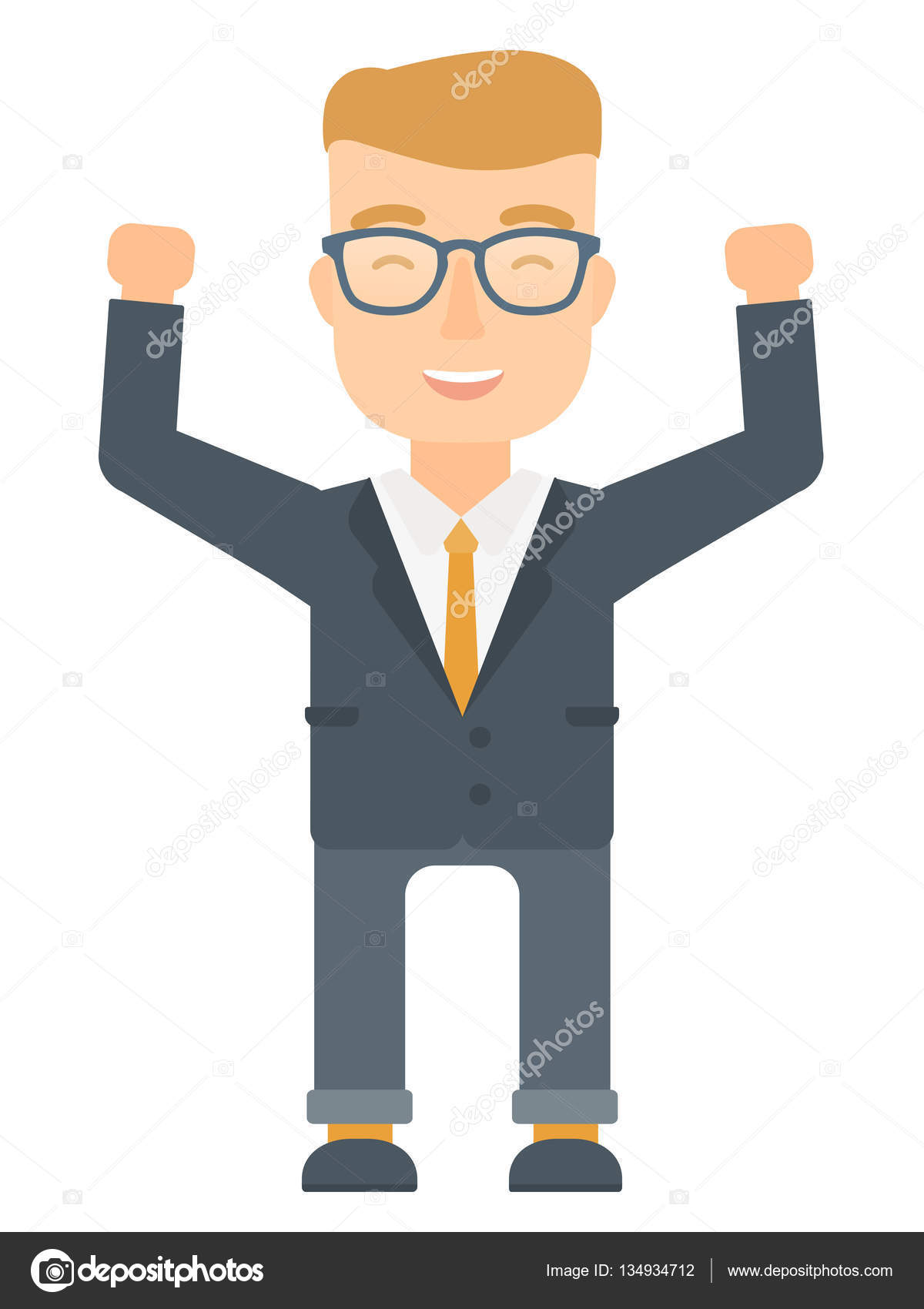Empresario de pie con los brazos levantados . Vector de stock #134934712 de ©VisualGeneration