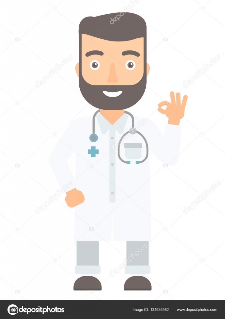 Doctor showing ok sign vector illustration. Stock Vector Image by ...