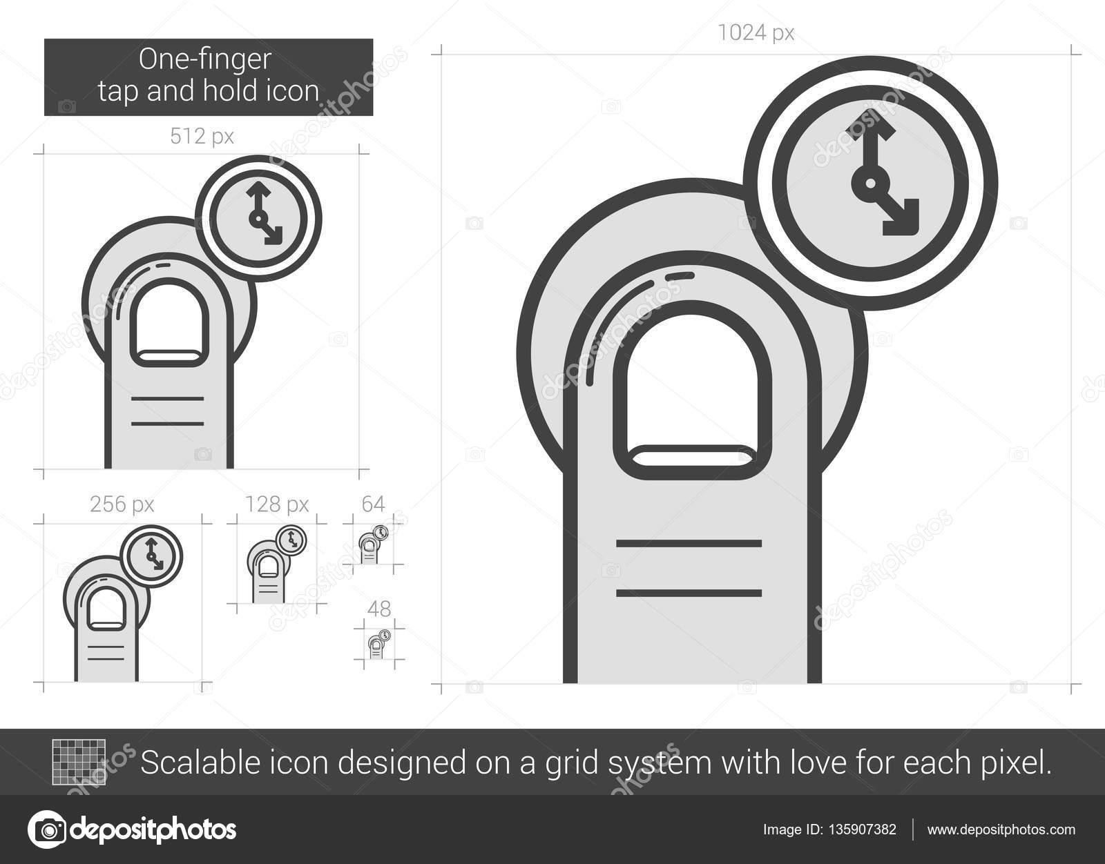 One-finger tap and hold line icon. Stock Vector Image by ...