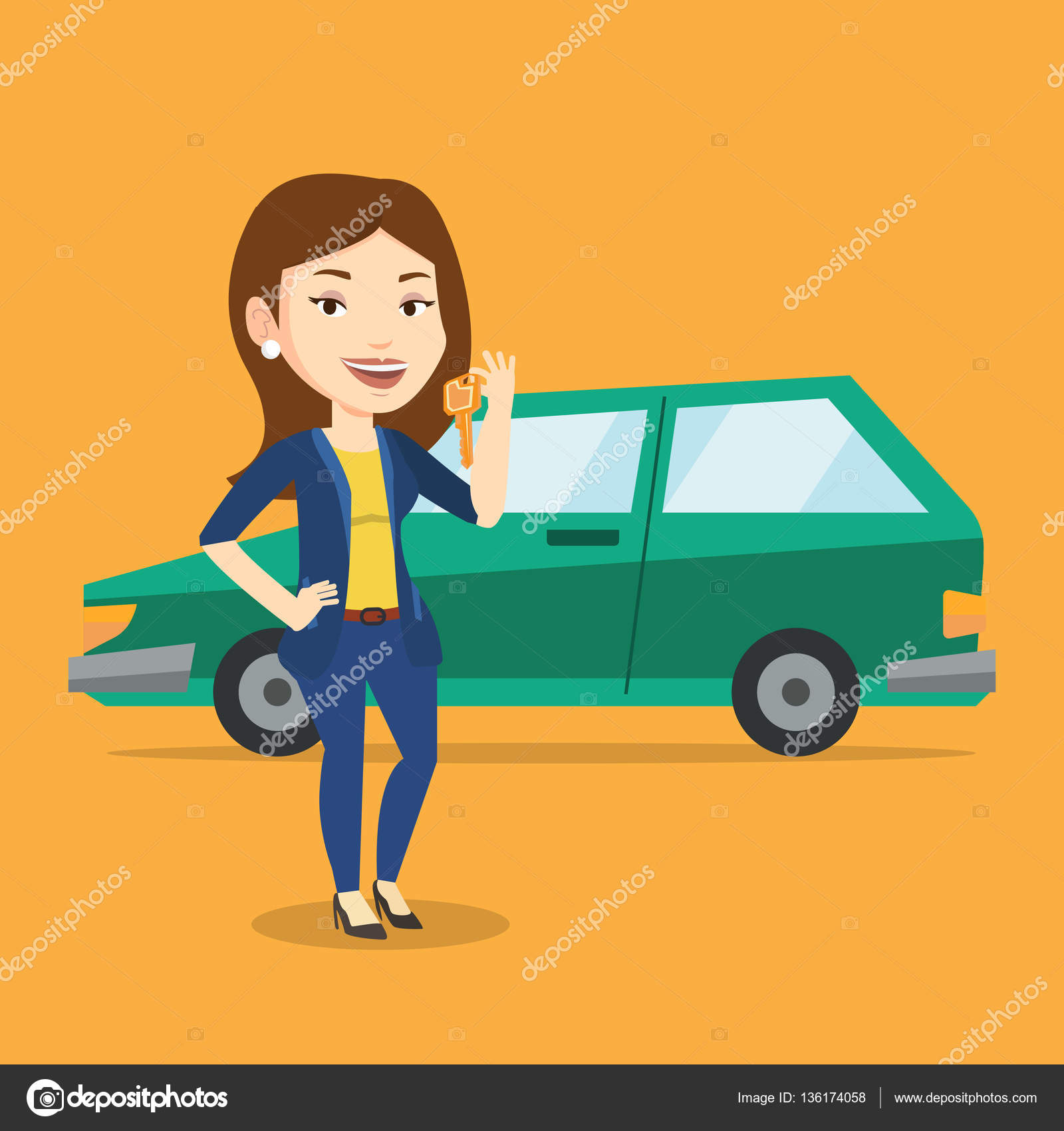 Woman holding keys to her new car. — Stock Vector © VisualGeneration ... Woman holding keys to her new car. — Stock Vector © VisualGeneration ...