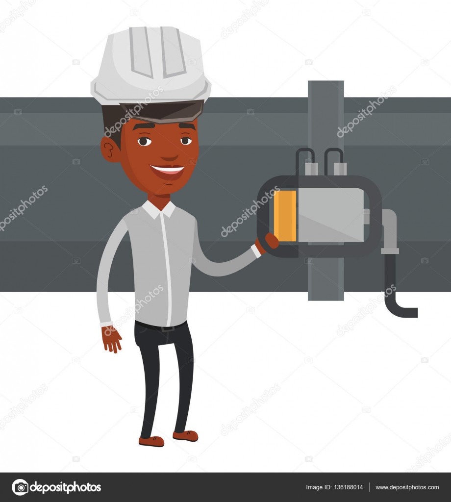 Operator checking detector on gas pipeline. Stock Vector Image by ...