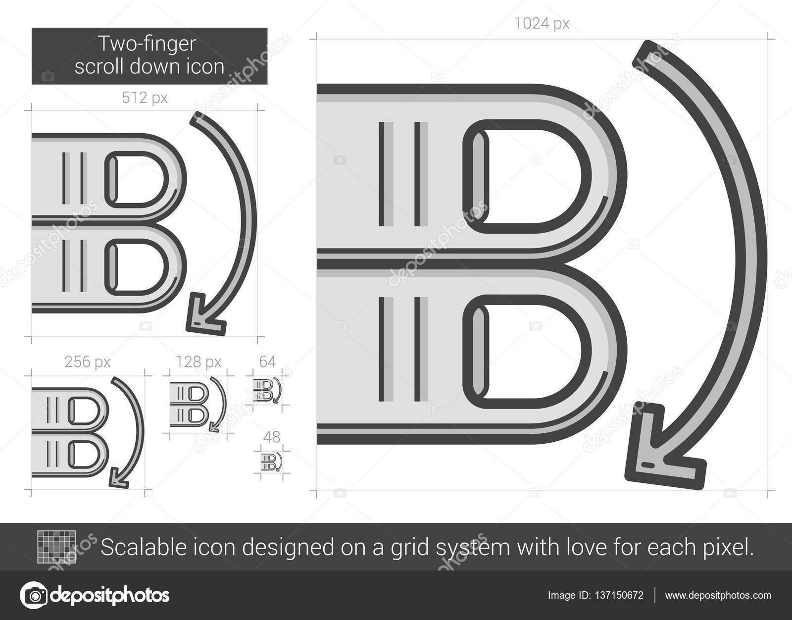 Two-finger scroll down line icon. Stock Vector Image by ...