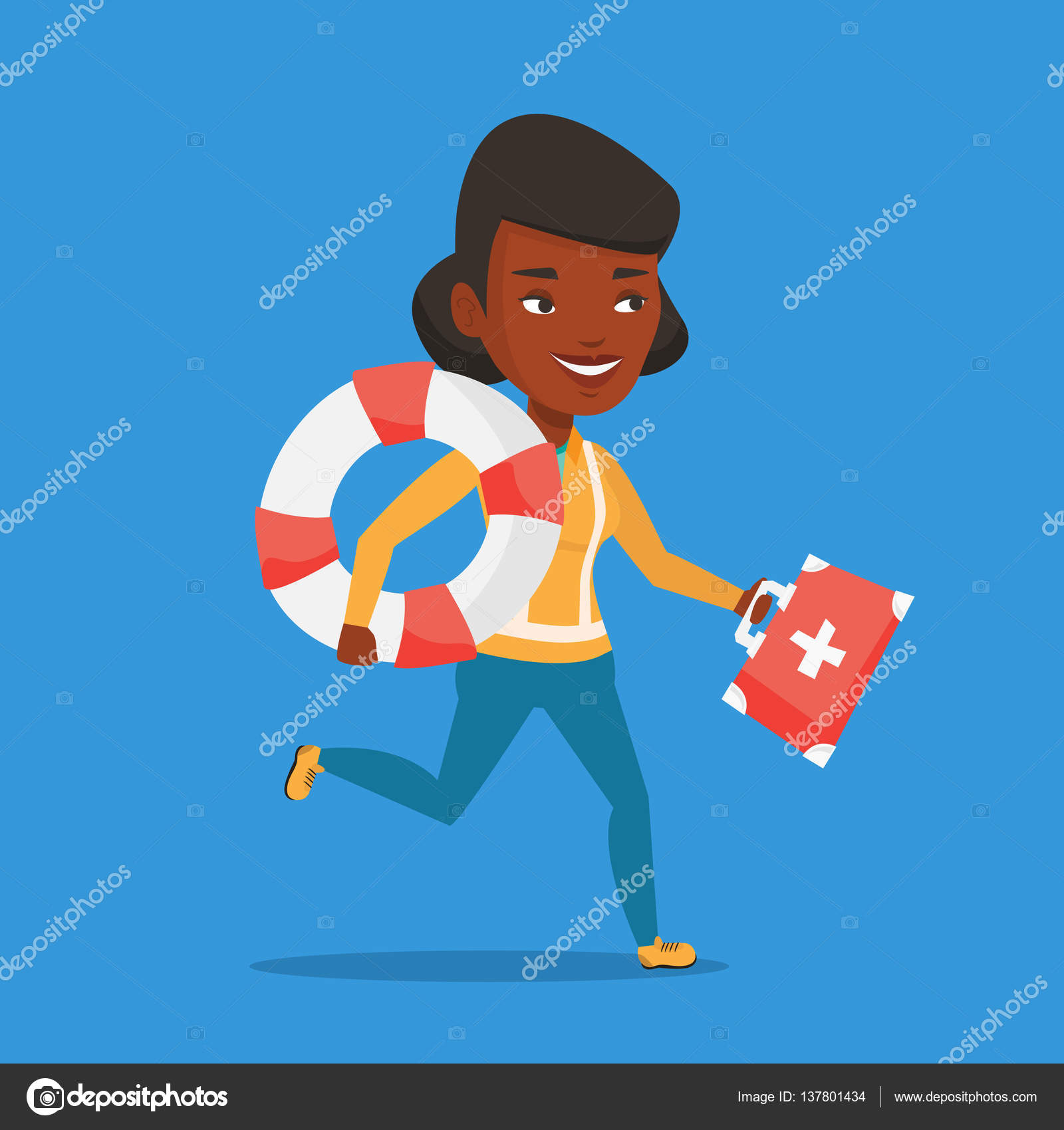 Paramedic running with first aid box. Stock Vector Image by ...