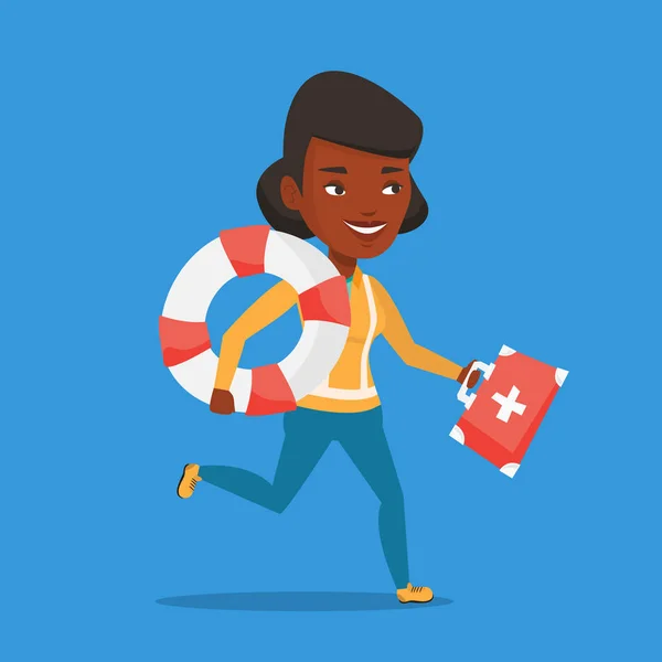 Paramedic running with first aid box. Stock Vector Image by ...
