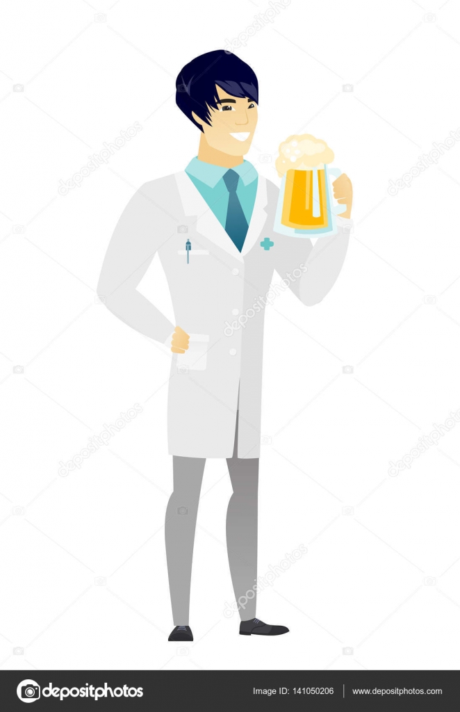Doctor drinking beer vector illustration. Stock Vector by ...