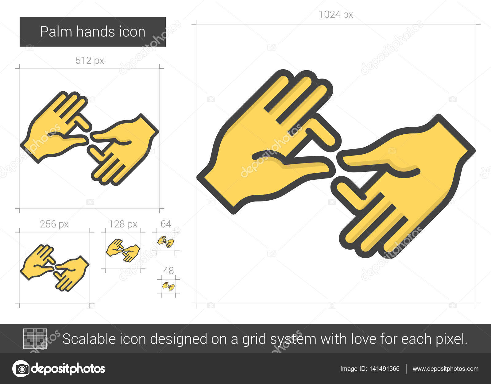 Palm hands line icon. Stock Illustration by ©VisualGeneration #141491366