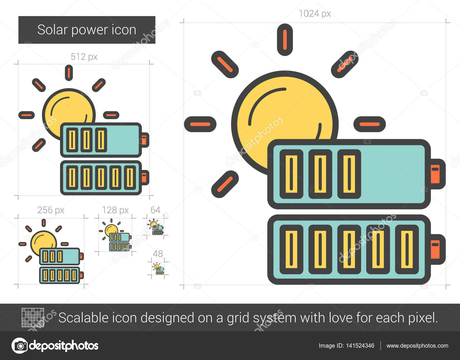 Solar power line icon. Stock Vector by ©VisualGeneration 141524346