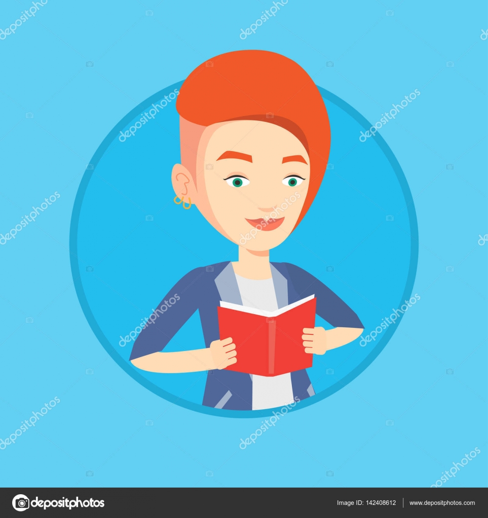 Student reading book vector illustration. Stock Vector Image by ...